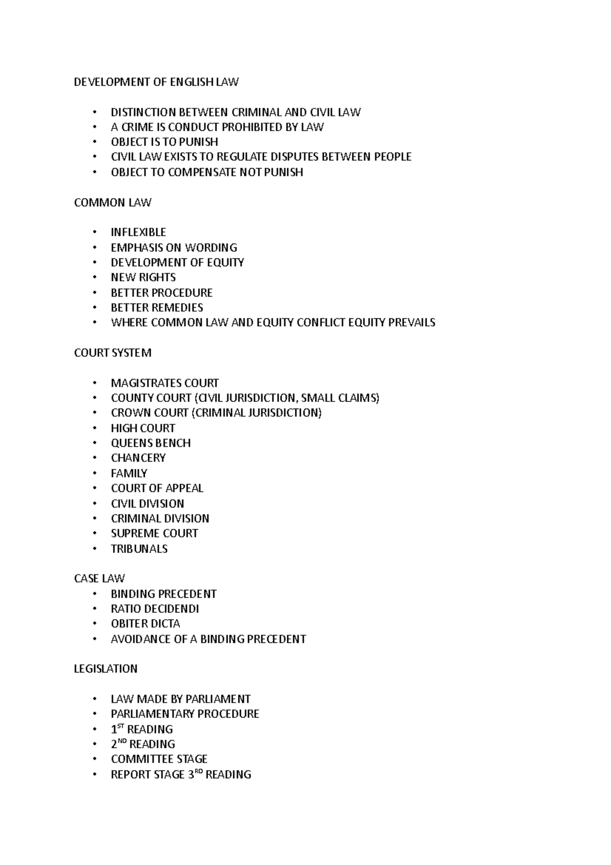 Development OF English LAW - DEVELOPMENT OF ENGLISH LAW • DISTINCTION ...