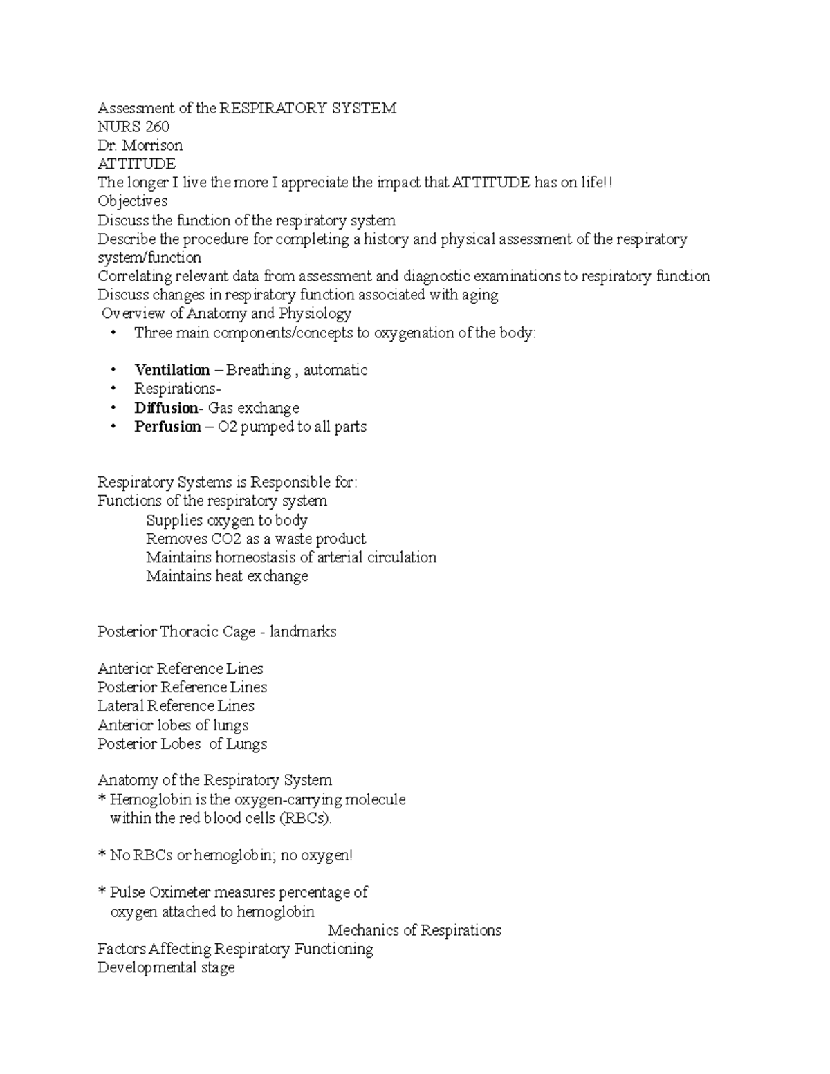 Assessment of the Respiratory System - Assessment of the RESPIRATORY ...