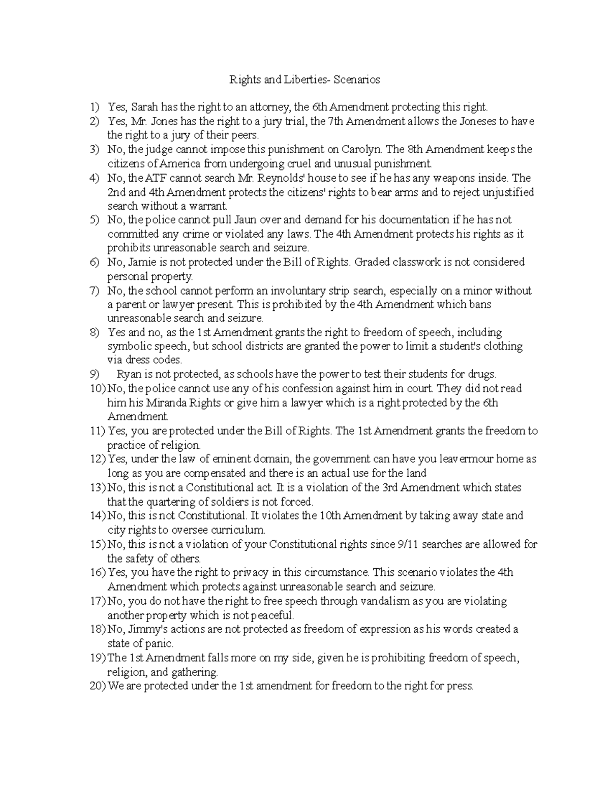 Rights and Liberties - Yes, Mr. Jones has the right to a jury trial ...
