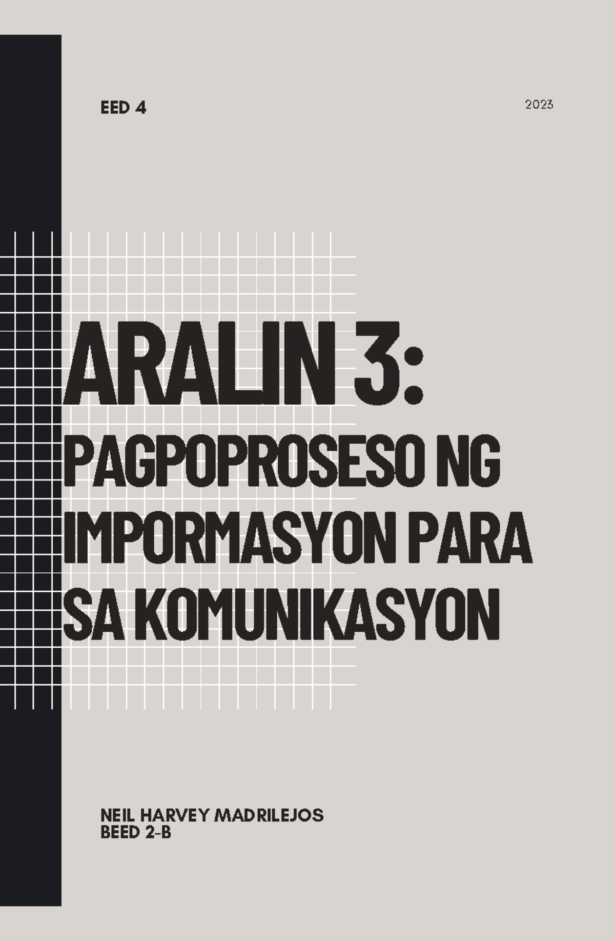 Aralin 3 - wwdwwdwf - ARALIN 3: PAGPOPROSESO NG IMPORMASYON PARA SA ...