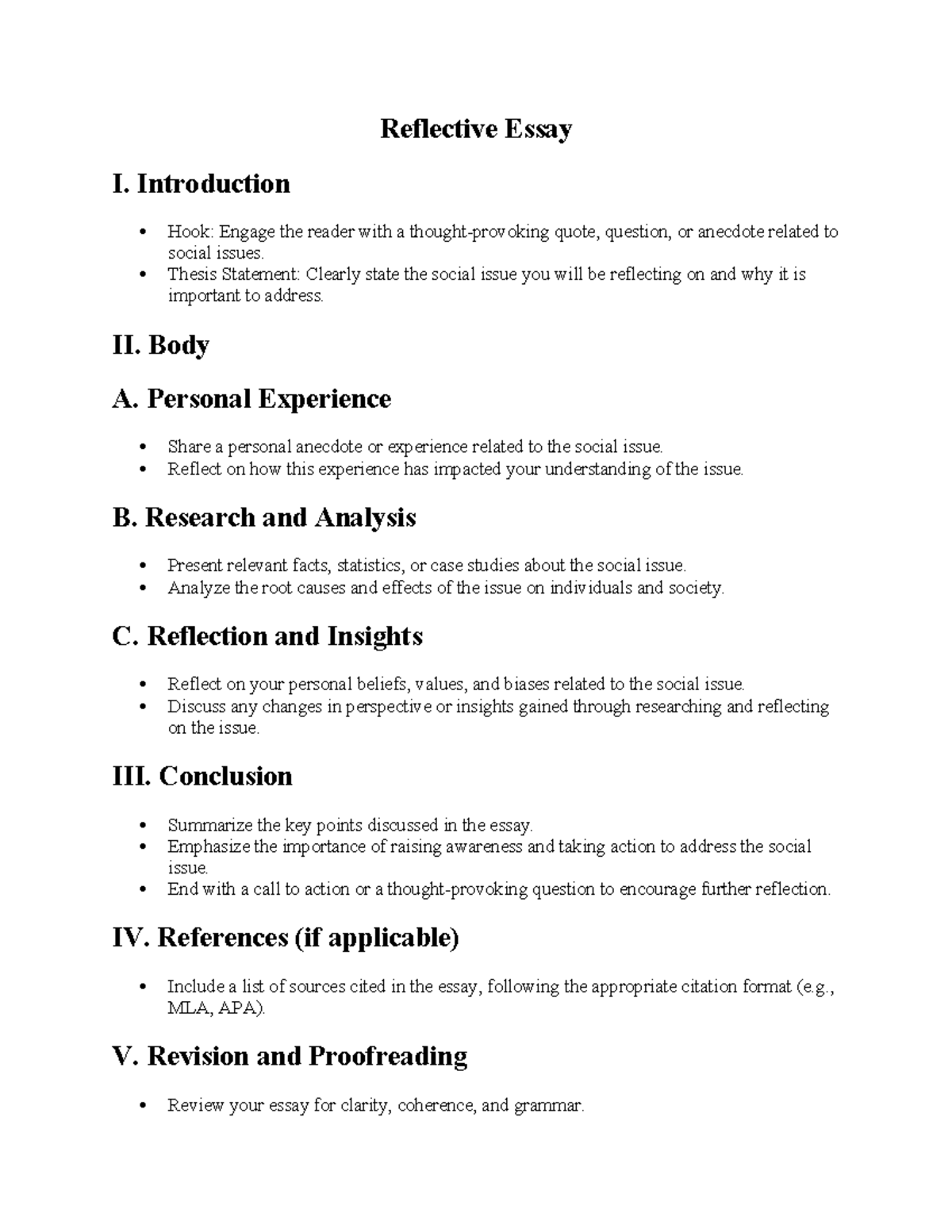 Reflective- Essay - Introduction Hook: Engage the reader with a thought ...