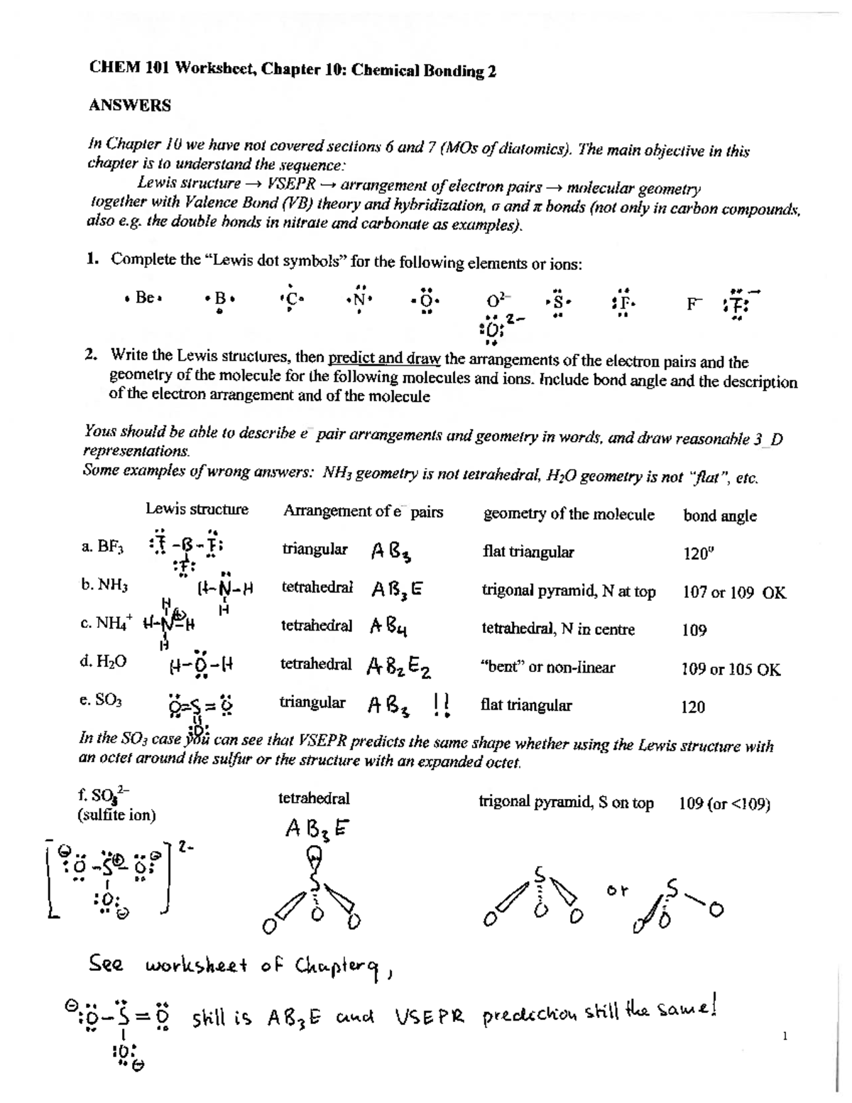 Worksheet Chapter 10 Answers NEW - Chemistry - Studocu