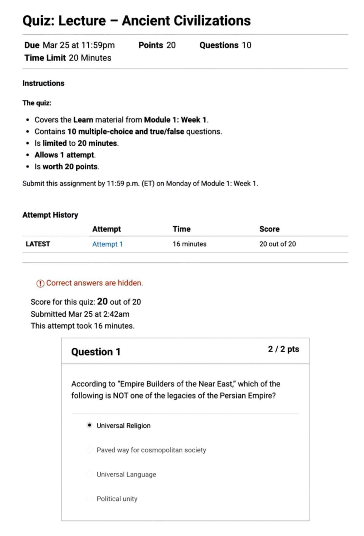 Quiz Lecture-Ancient Civilizations - Quiz: Lecture - Ancient ...