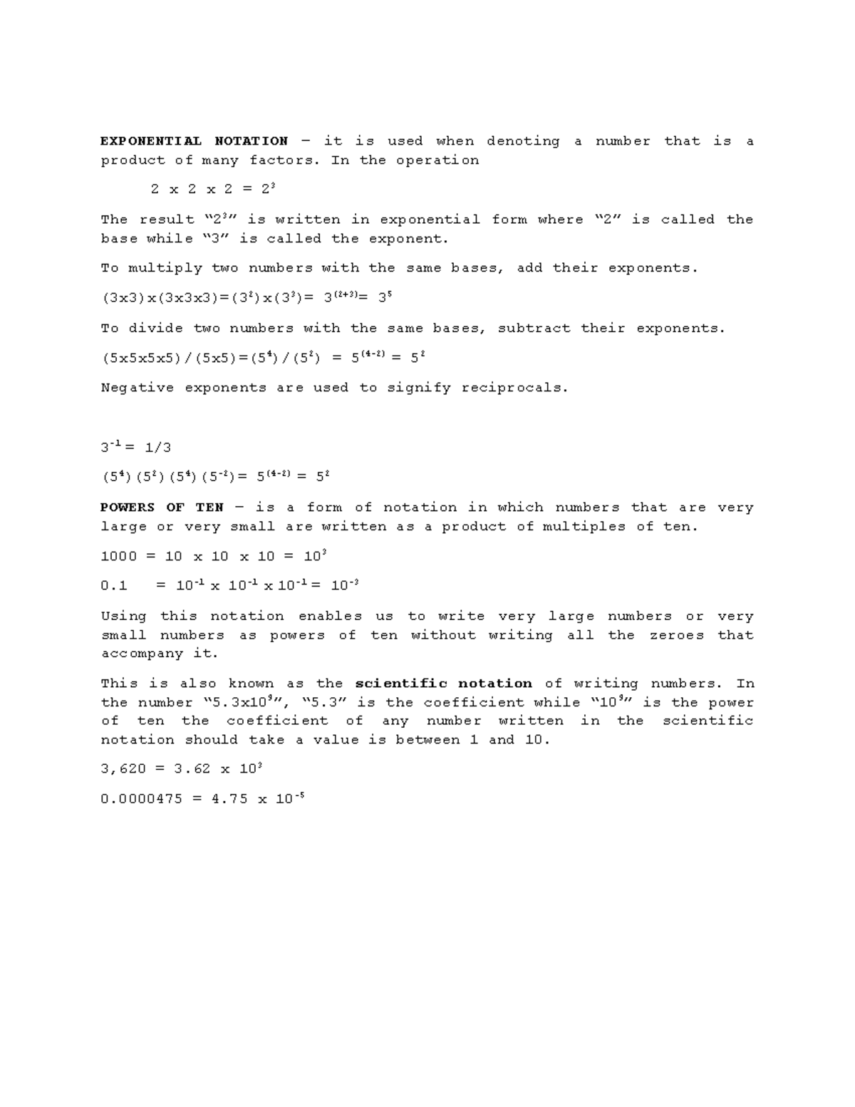 Exponential Notation Physic Instructor Exponential Notation It Is Used When Denoting A 