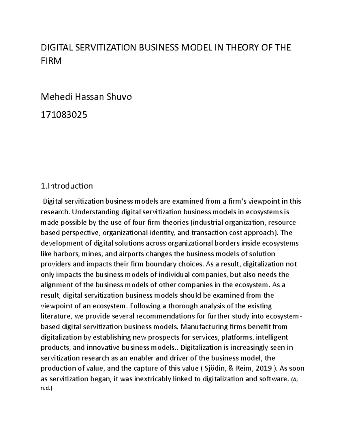 Digital Servitization Business Model IN Theory OF THE FIRM - DIGITAL ...