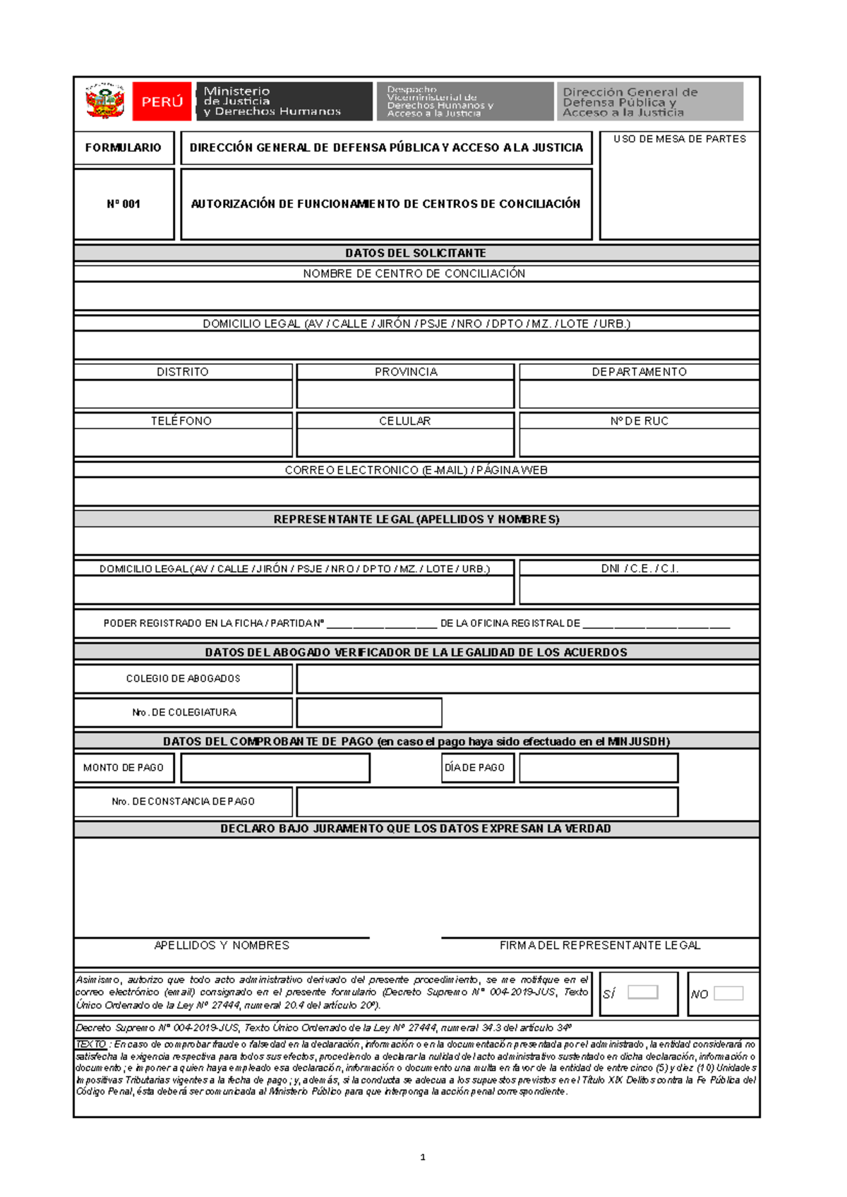 Formulario-001 - FORMATOS OBLIGATORIOS - DÍA DE PAGO SÍ NO DATOS DEL ...