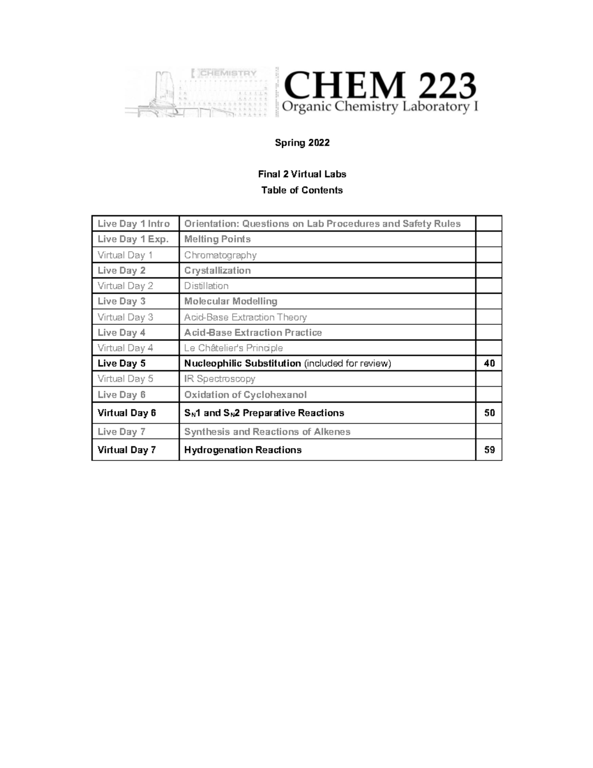 CHEM 223 Lab Manual S22 Final Virtual Labs - Spring 2022 Final 2 ...