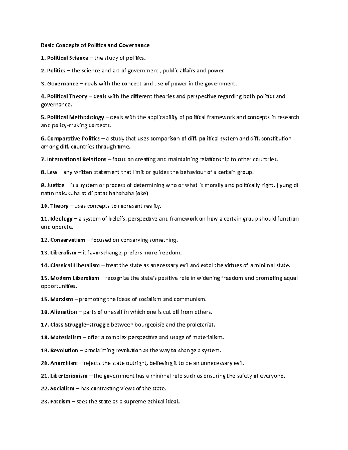 Basic Concepts of Politics and Governance - **Basic Concepts of ...