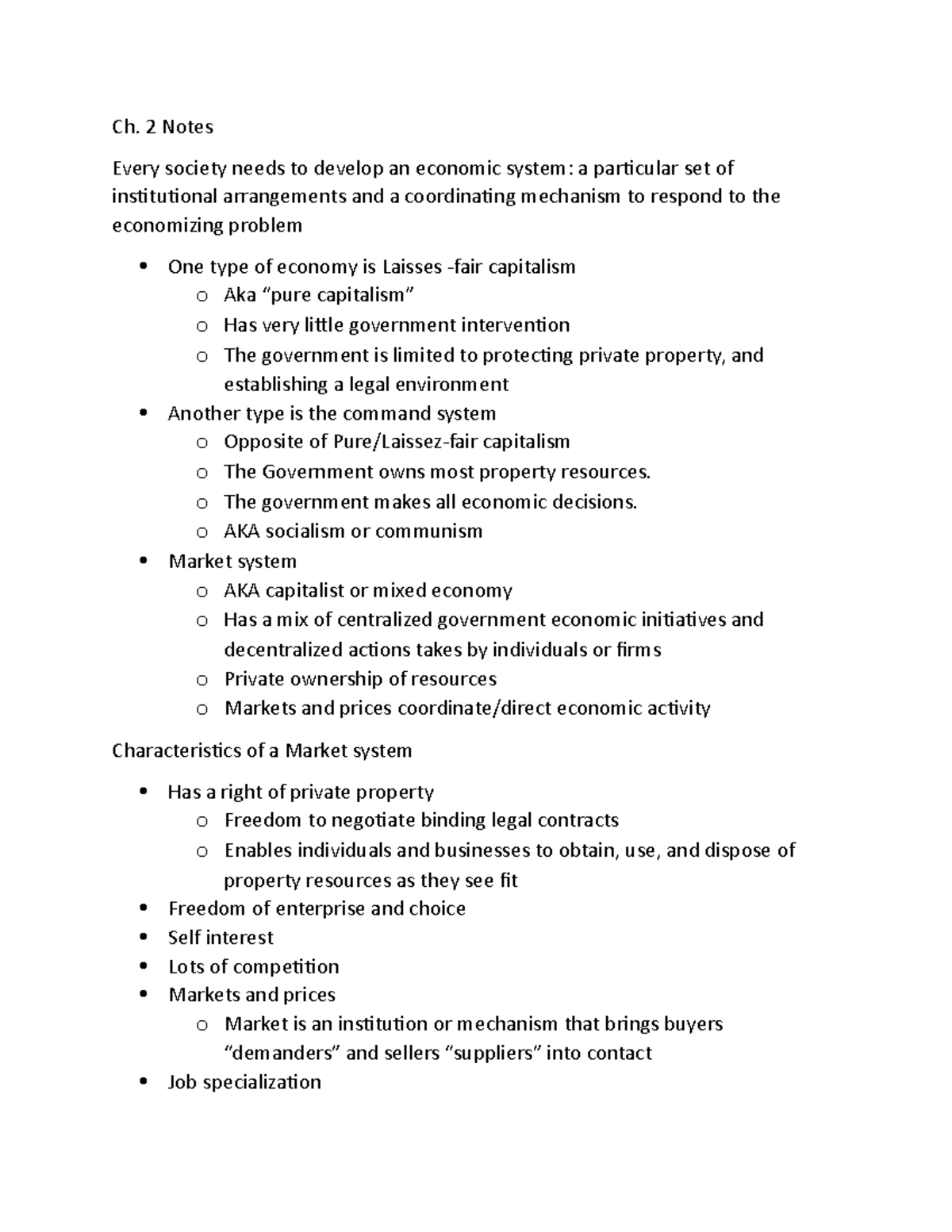 Ch. 2 Notes - Microeconomics - Ch. 2 Notes Every society needs to ...