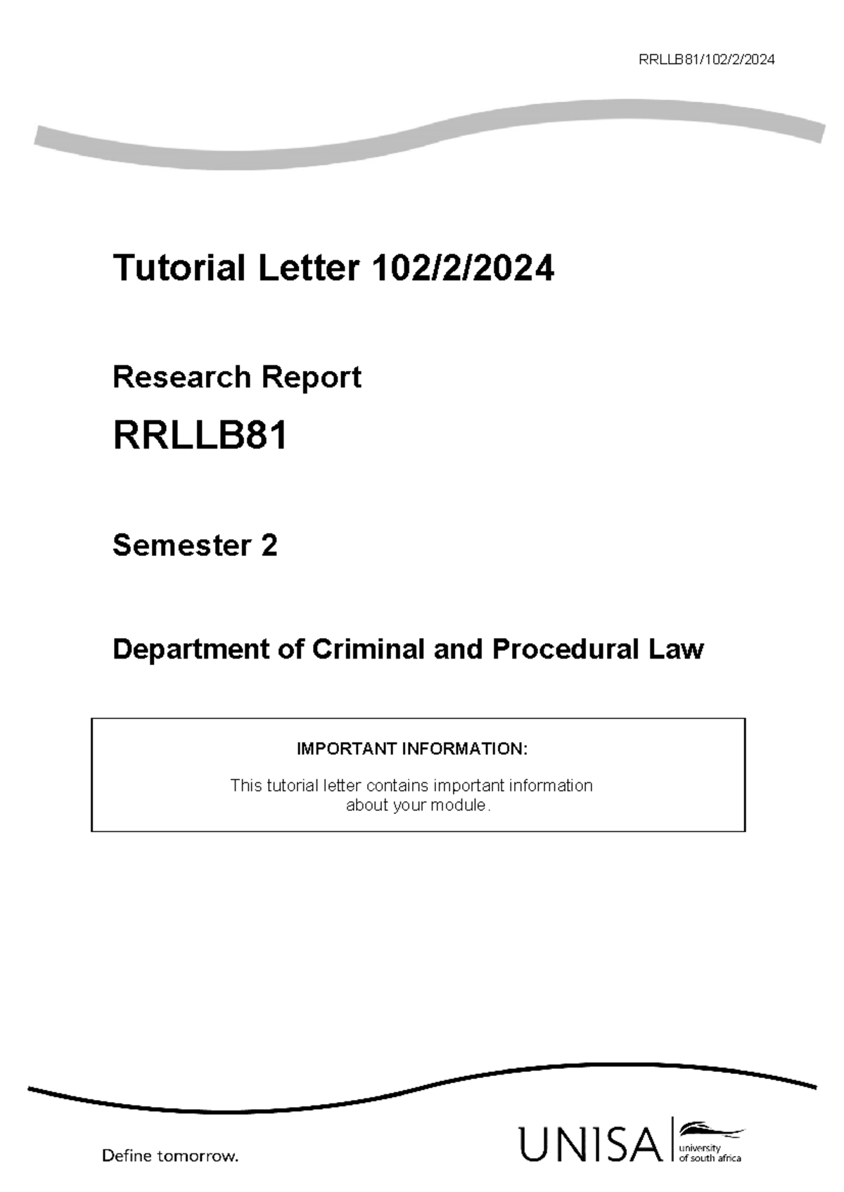 102 2024 2 b - Learning - RRLLB81/102/2/ Tutorial Letter 102 / 2 /202 4 ...