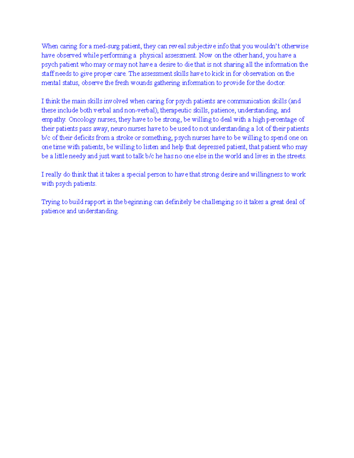 Psych Journal 1 - Weekly summary of mental health clinical rotation ...