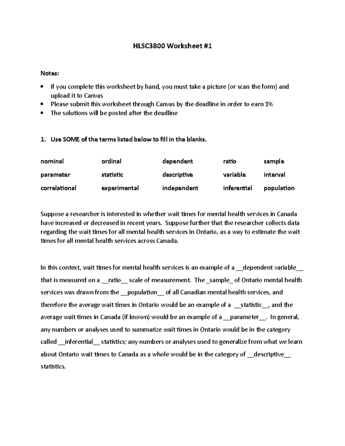 This is a worksheet for the course - HLSC3800 Worksheet Notes: If you ...