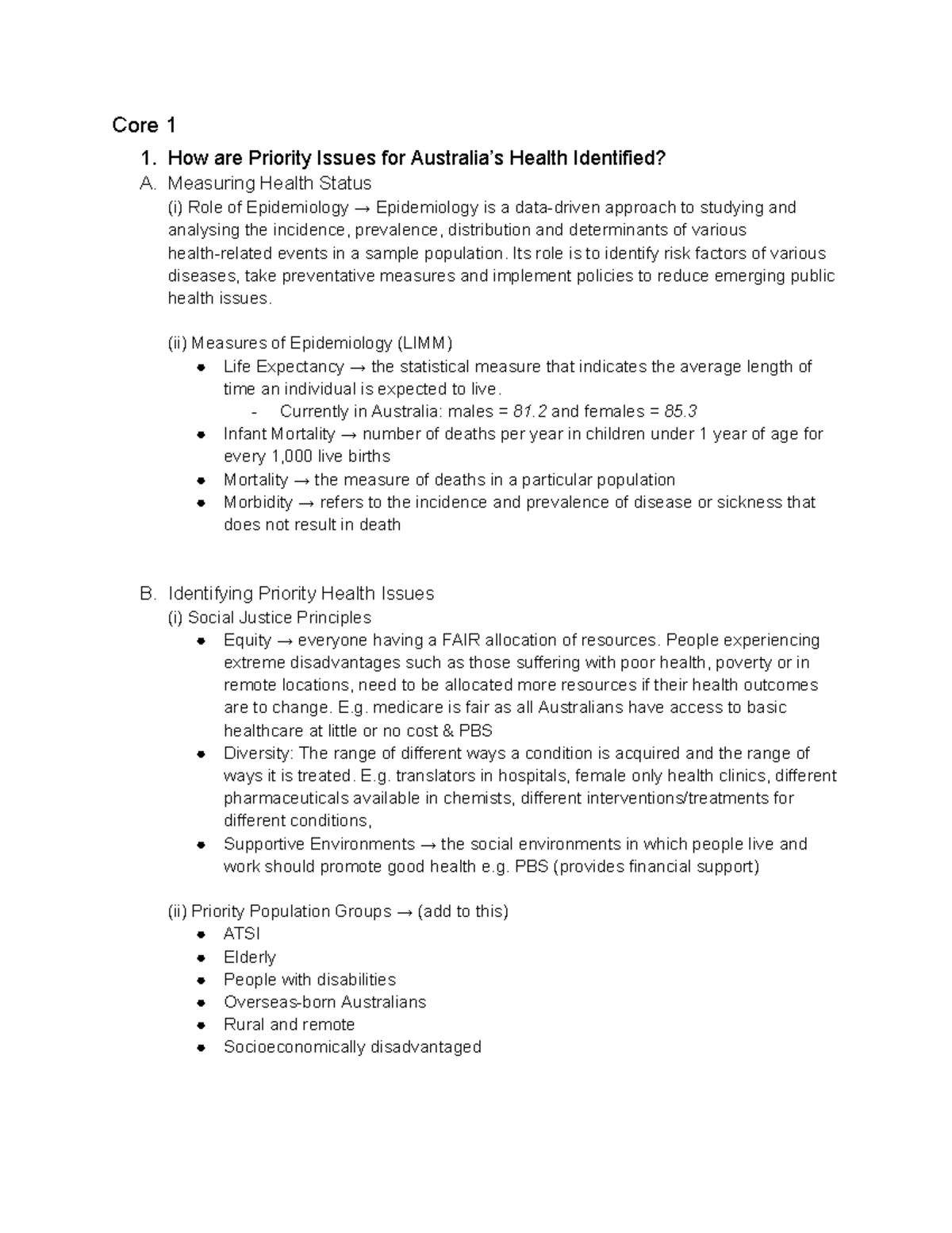 HSC PDHPE SUMMARISED CORE 1 NOTES - Core 1 1. How are Priority Issues ...