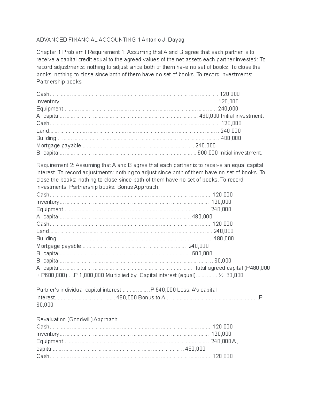 Advanced Financial Accounting and Reporting Dayag - Financial ...