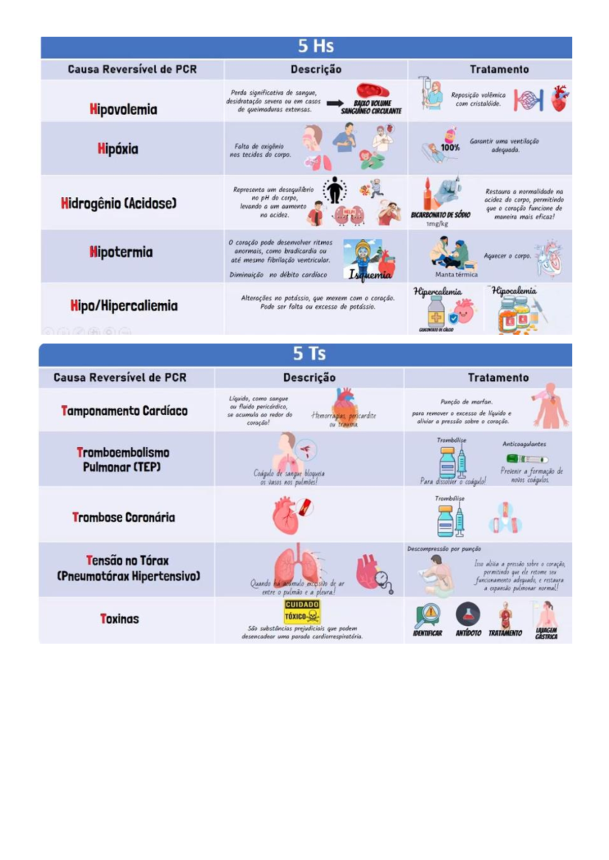 5H's e 5T's das causas reversíveis da PCR - 5 Hs Causa Reversível de ...
