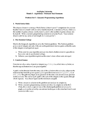 Problem Set 06 - ArsDigita University Month 5: Algorithms - Professor Shai Simonson Problem Set ...