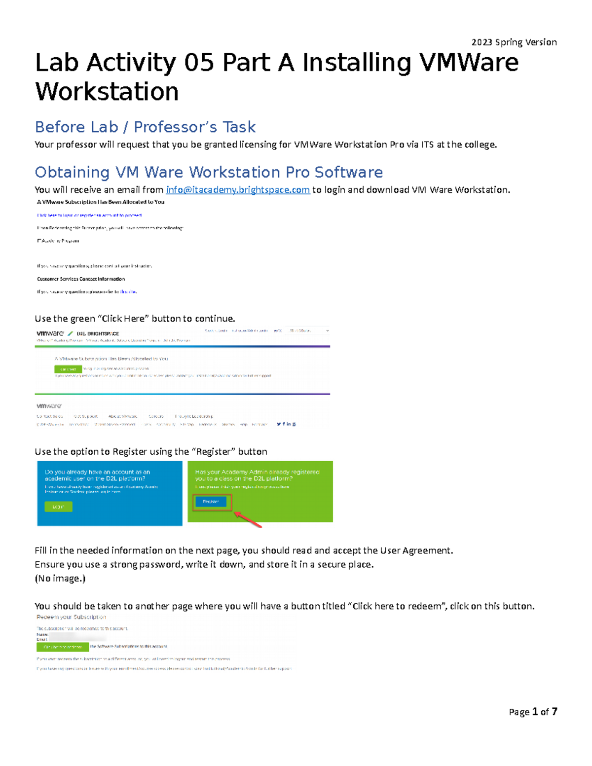 Lab Activity 05 Part A Installing VM Ware Workstation V1 - Lab Activity 05 Part A Installing ...