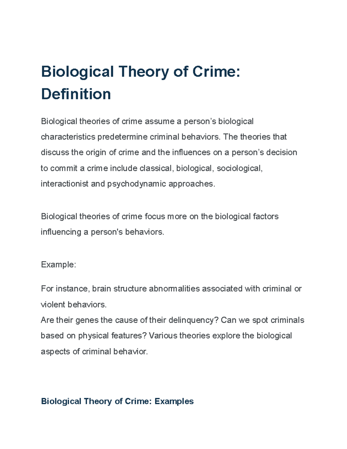 Biological Theory of Crime Definition - Biological Theory of Crime ...