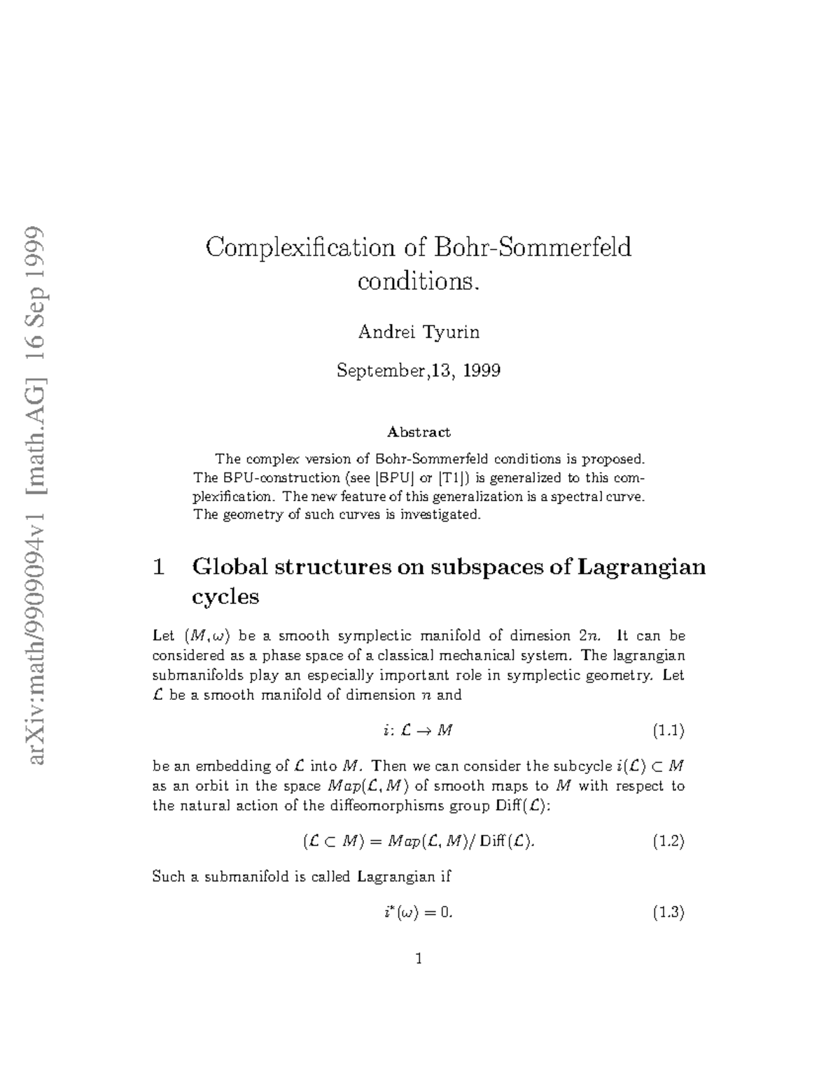9909094 - Cours - arXiv:math/9909094v1 [math] 16 Sep 1999 ...