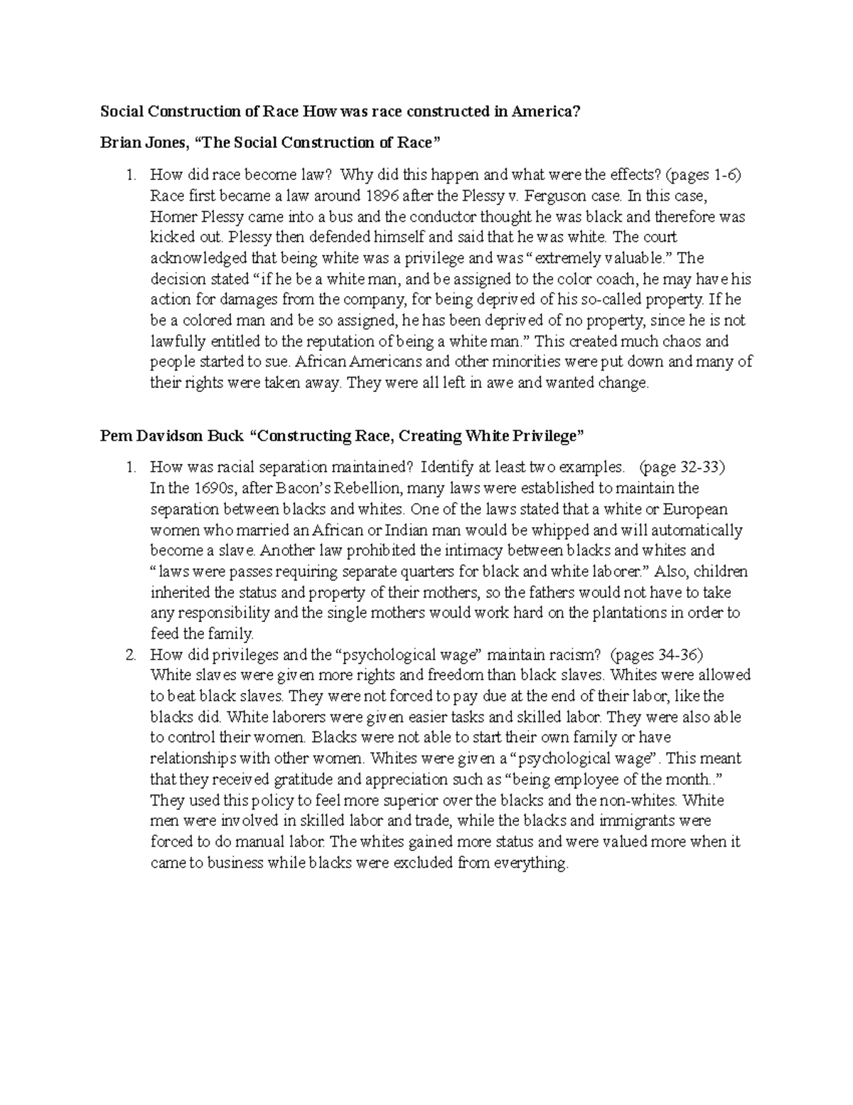 The social consruction of race sociology reading answers - Social ...