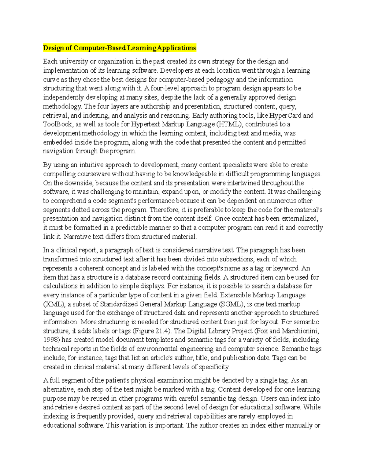 Design of Computer-Based Learning Applications - Developers at each ...