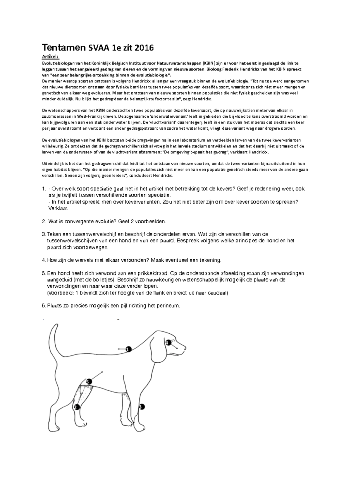 Oude examens SVAA DEEL 1 - Tentamen SVAA 1e zit 2016 Ar: Evolu van het ...
