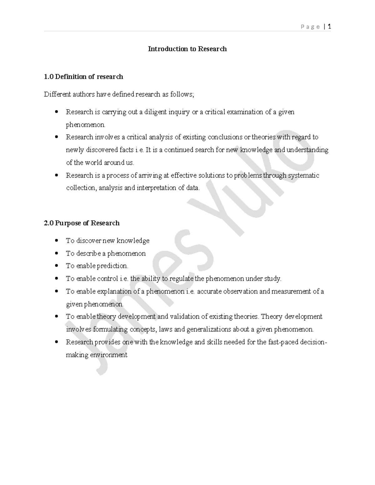 Meaning of Research - P a g e | 1 Introduction to Research 1 Definition ...