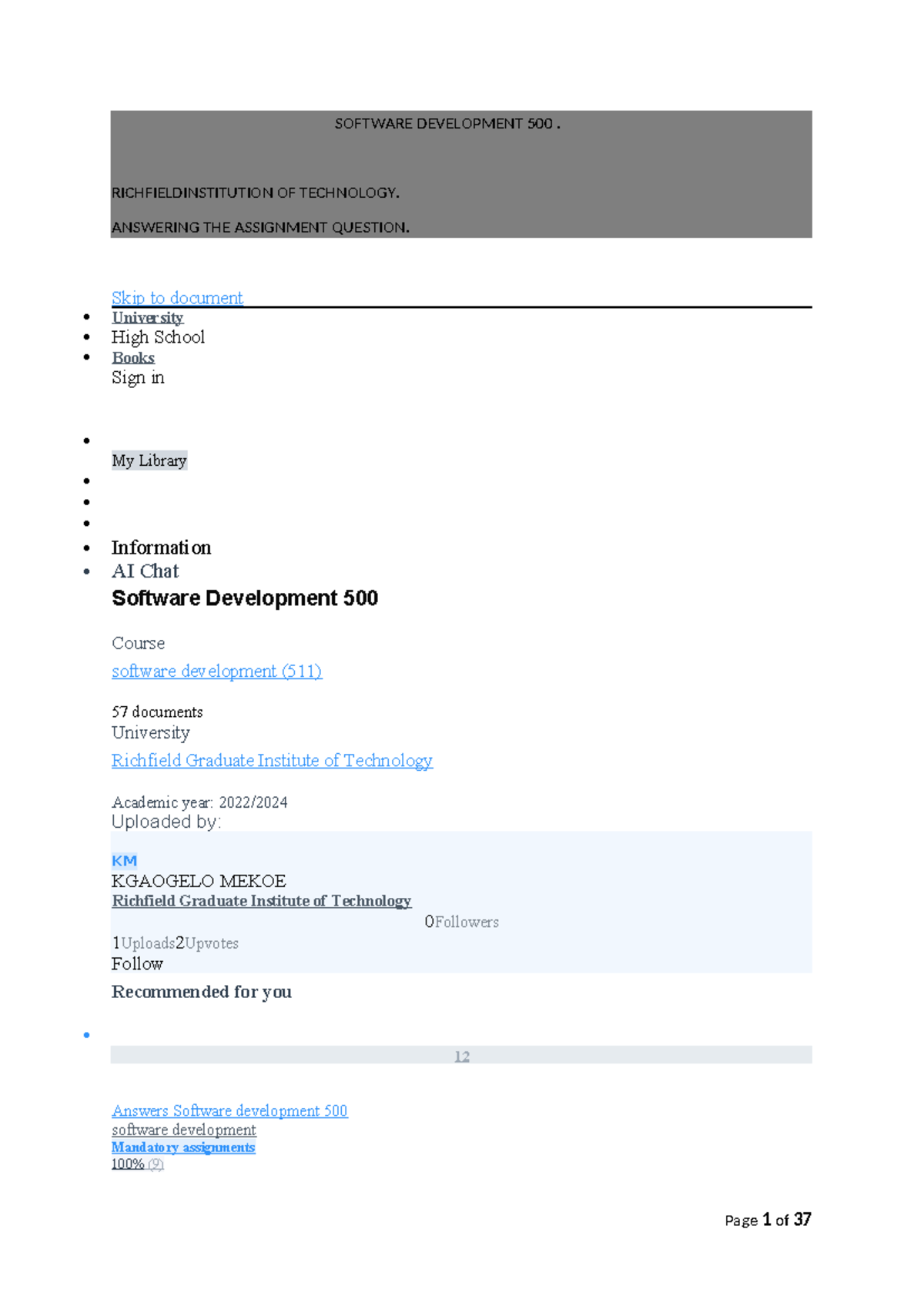 Software Development 500 - SOFTWARE DEVELOPMENT 500 ...