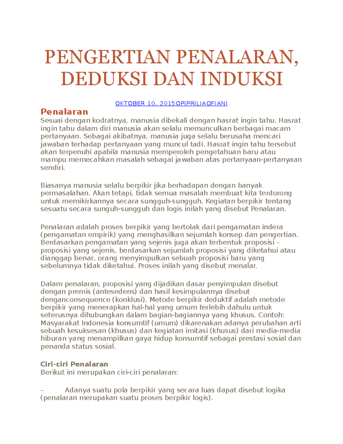 Logikaaaaaaaaa word - dasar logika - PENGERTIAN PENALARAN, DEDUKSI DAN ...