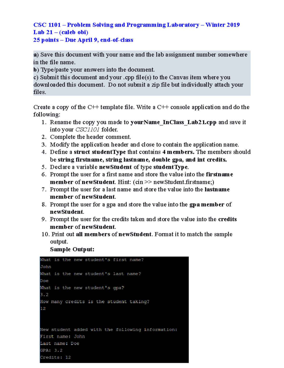 Csc1101 In Class Lab21 New Csc 1101 Problem Solving And Programming 3451