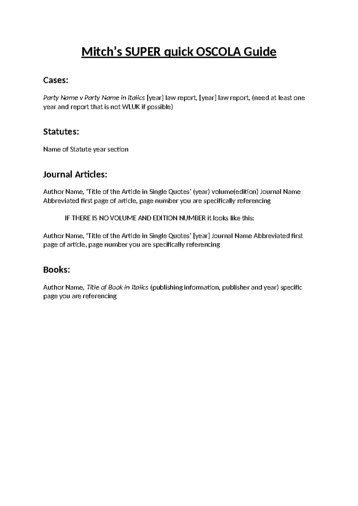 Super Quick Oscola Guide - Mitch’s SUPER quick OSCOLA Guide Cases ...