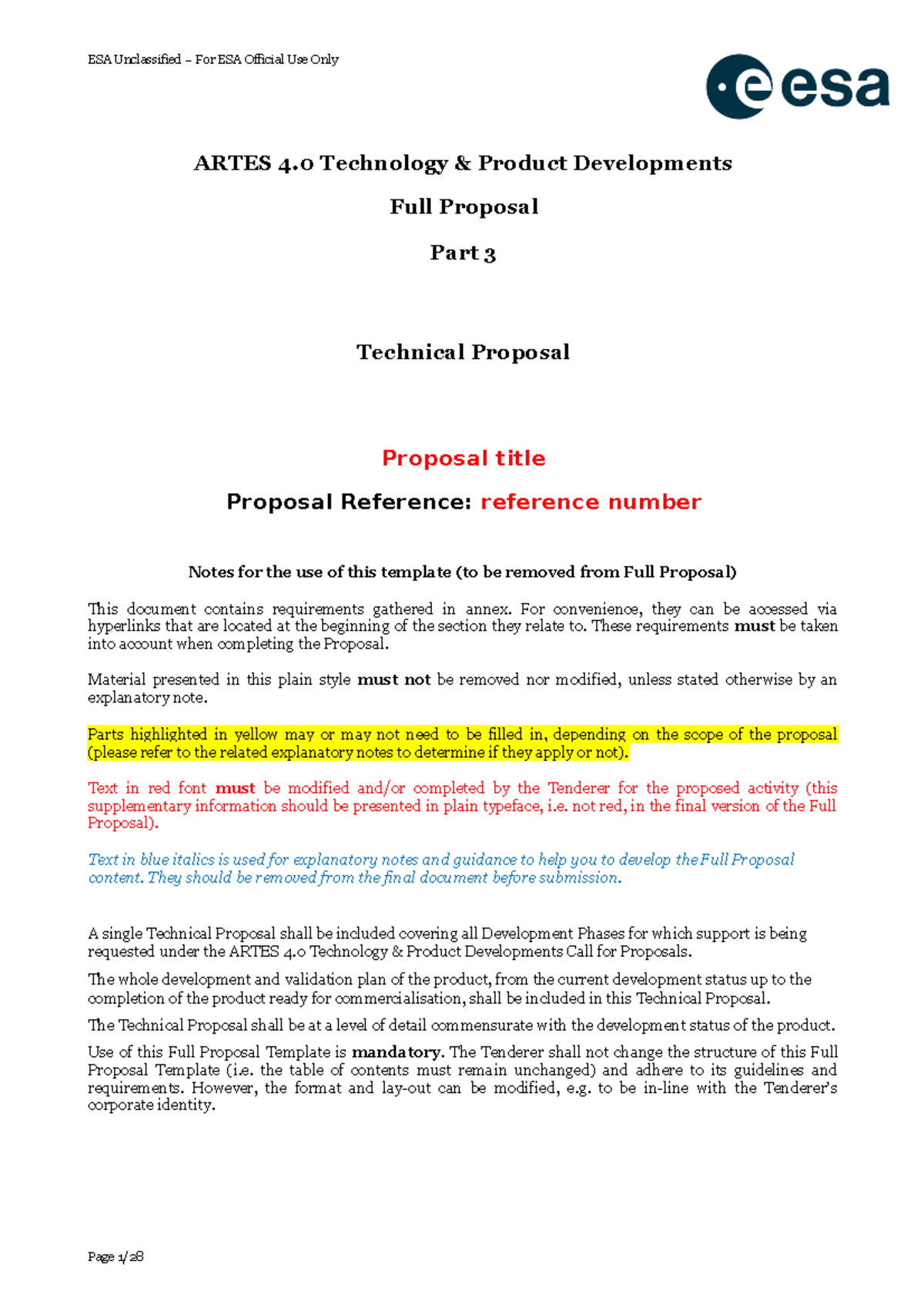 40001 Full Proposal Mandatory Template Part 3 - Technical Proposal ...