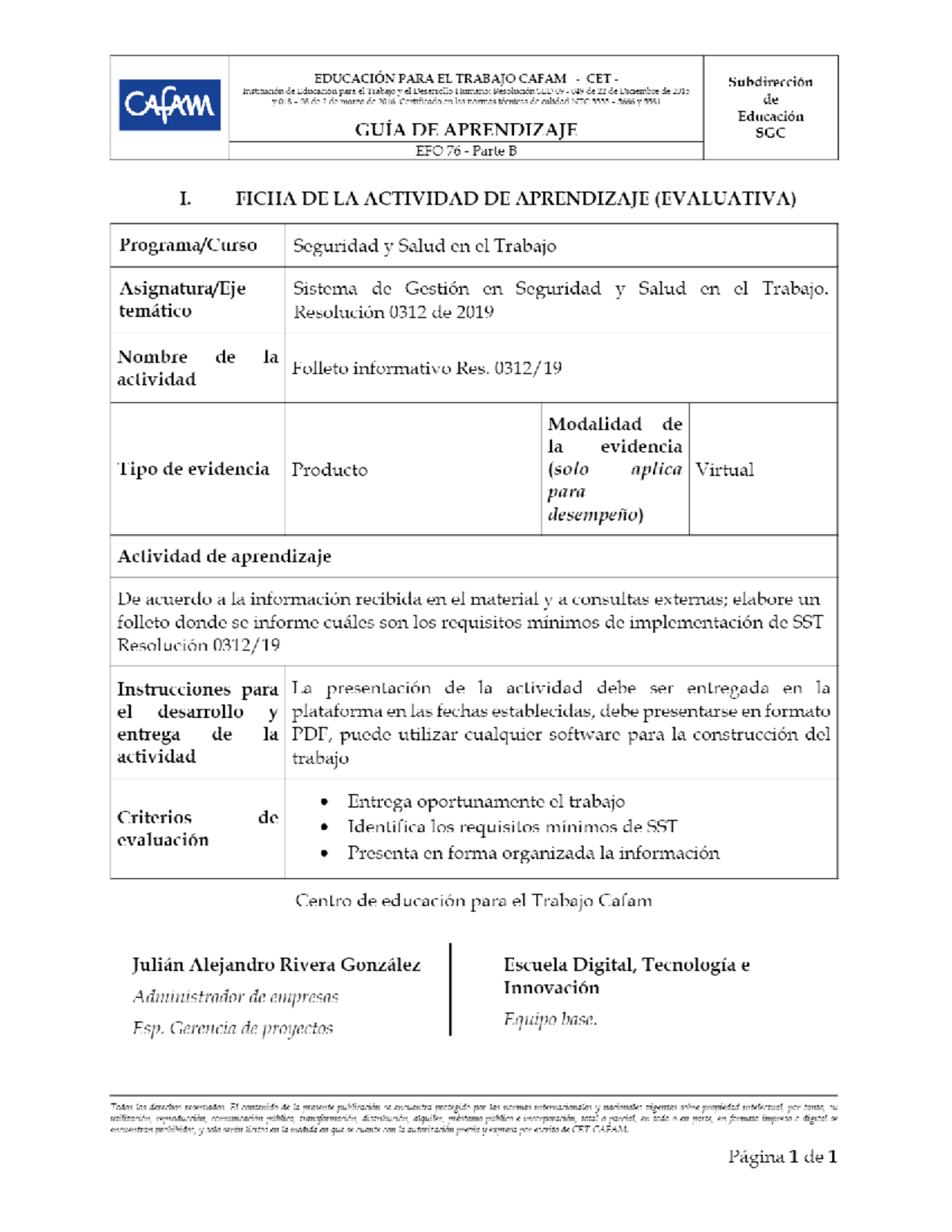 Tareas - ESPAÑOL - EDUCACIÓN PARA EL TRABAJO CAFAM CET Subdirección ...