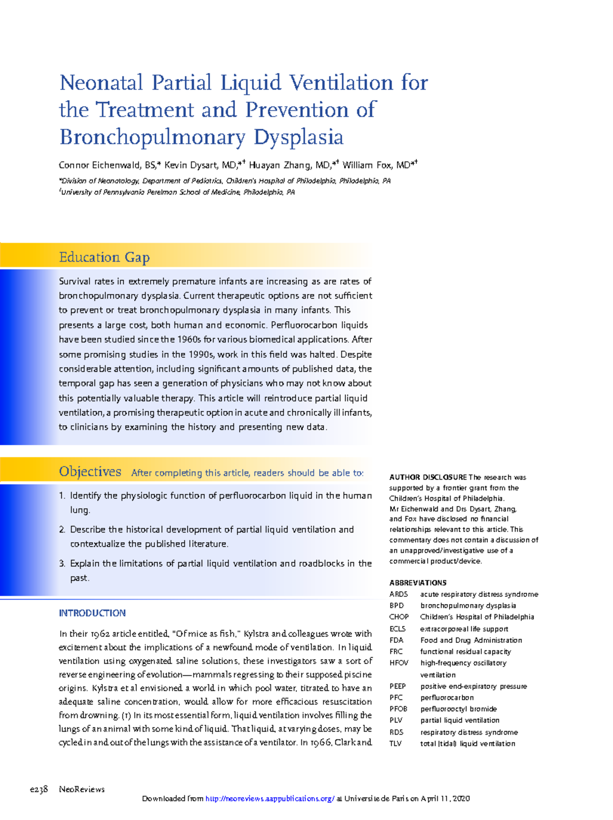 Neonatal Partial Liquid Ventilation - Current therapeutic options are ...