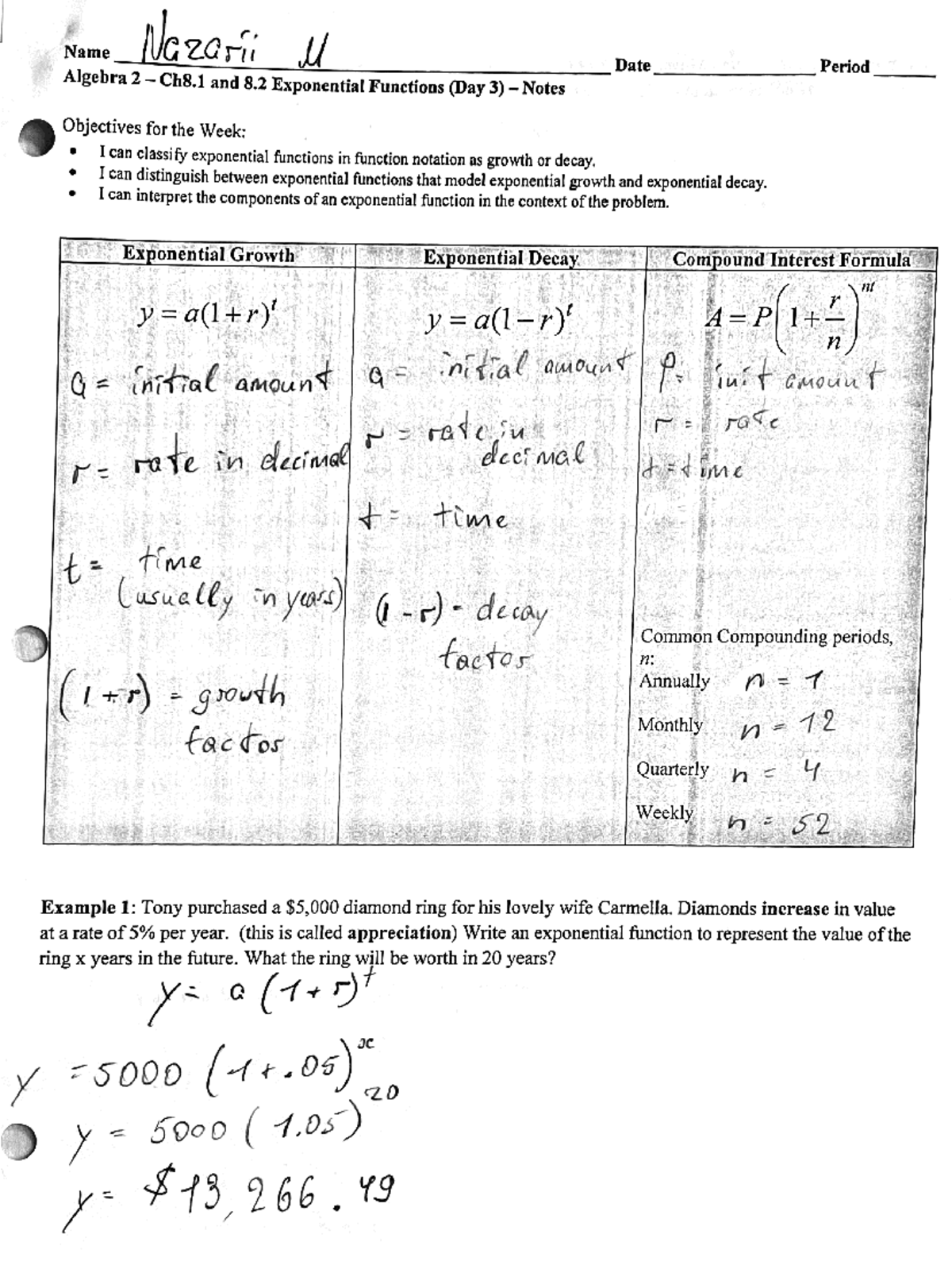 Exponential Functions (Day 3) Notes - AS.110.601. - Studocu
