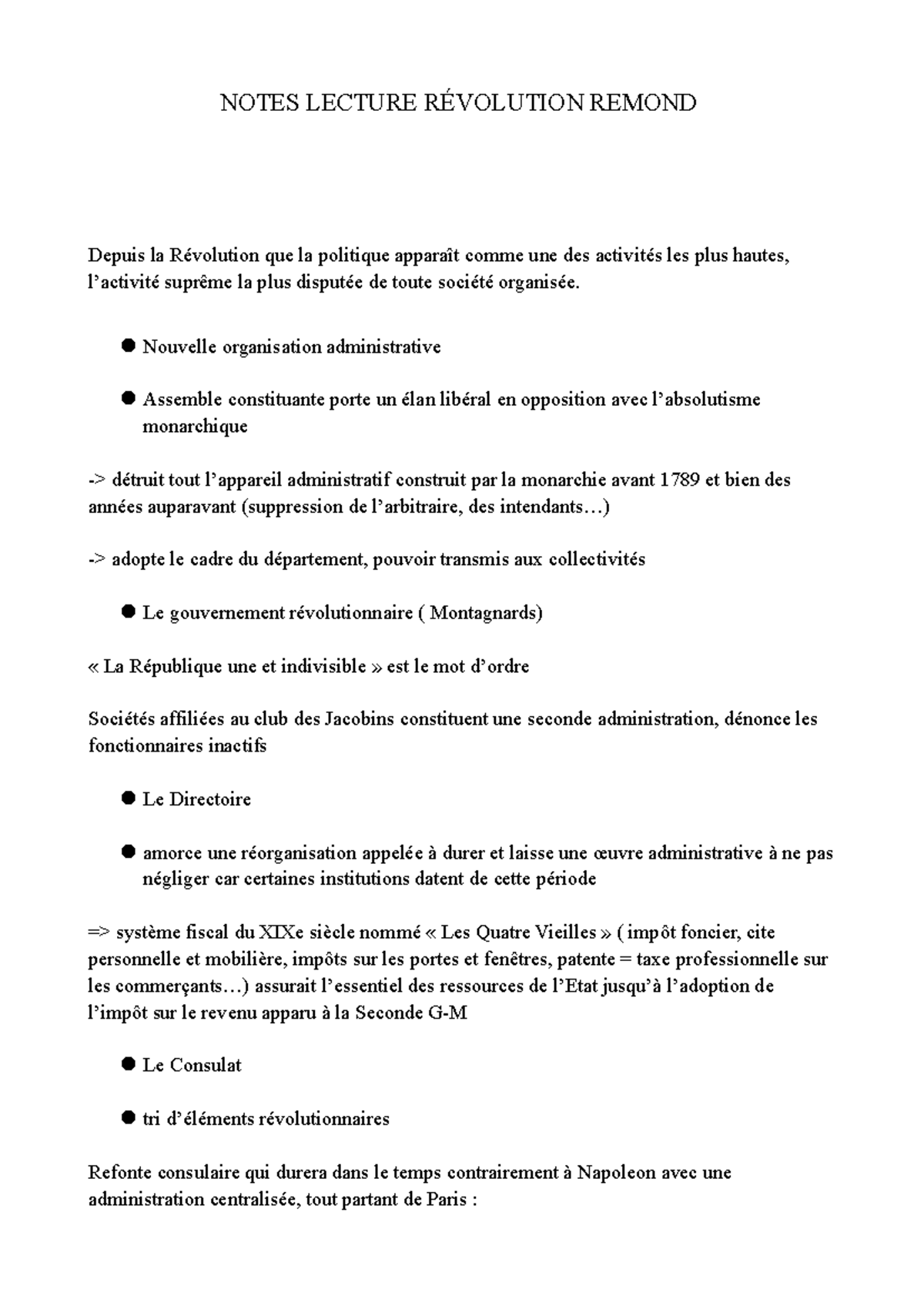 Notes XIXe Siecle ; LES Conséquences DE LA Révolution Francaise - NOTES ...