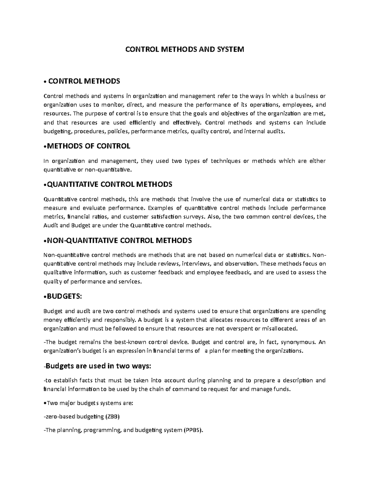 Manuscript in org group 5 - CONTROL METHODS AND SYSTEM • CONTROL METHODS Control methods and ...
