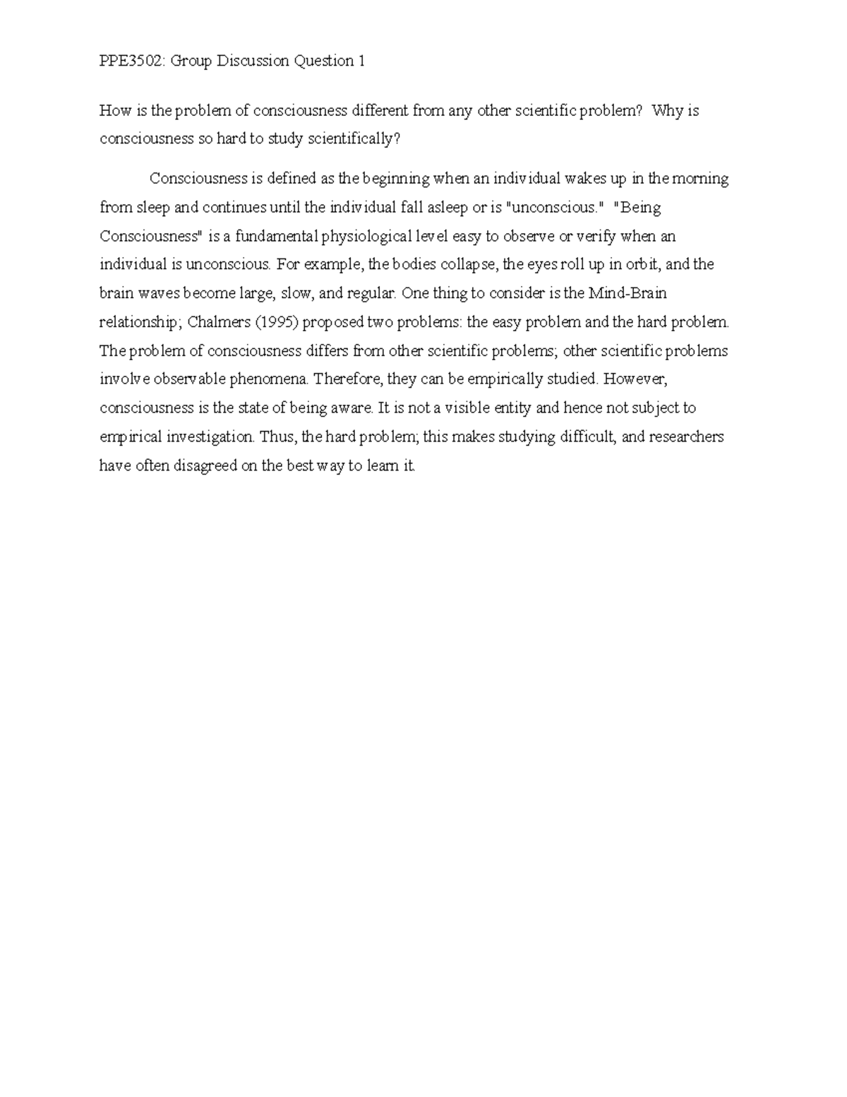 PPE3502-Discussion Question 1 - PPE3502: Group Discussion Question 1 ...