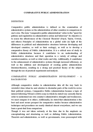 The ecological approach Riggs Model - Comparative Public Administration - Studocu