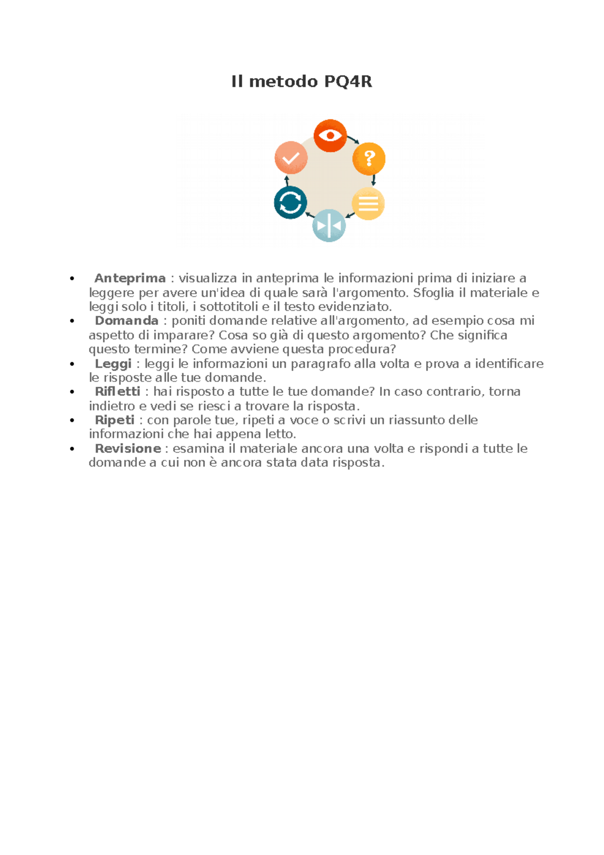 Il metodo PQ4R - b bbbbb - Il metodo PQ4R Anteprima : visualizza in ...