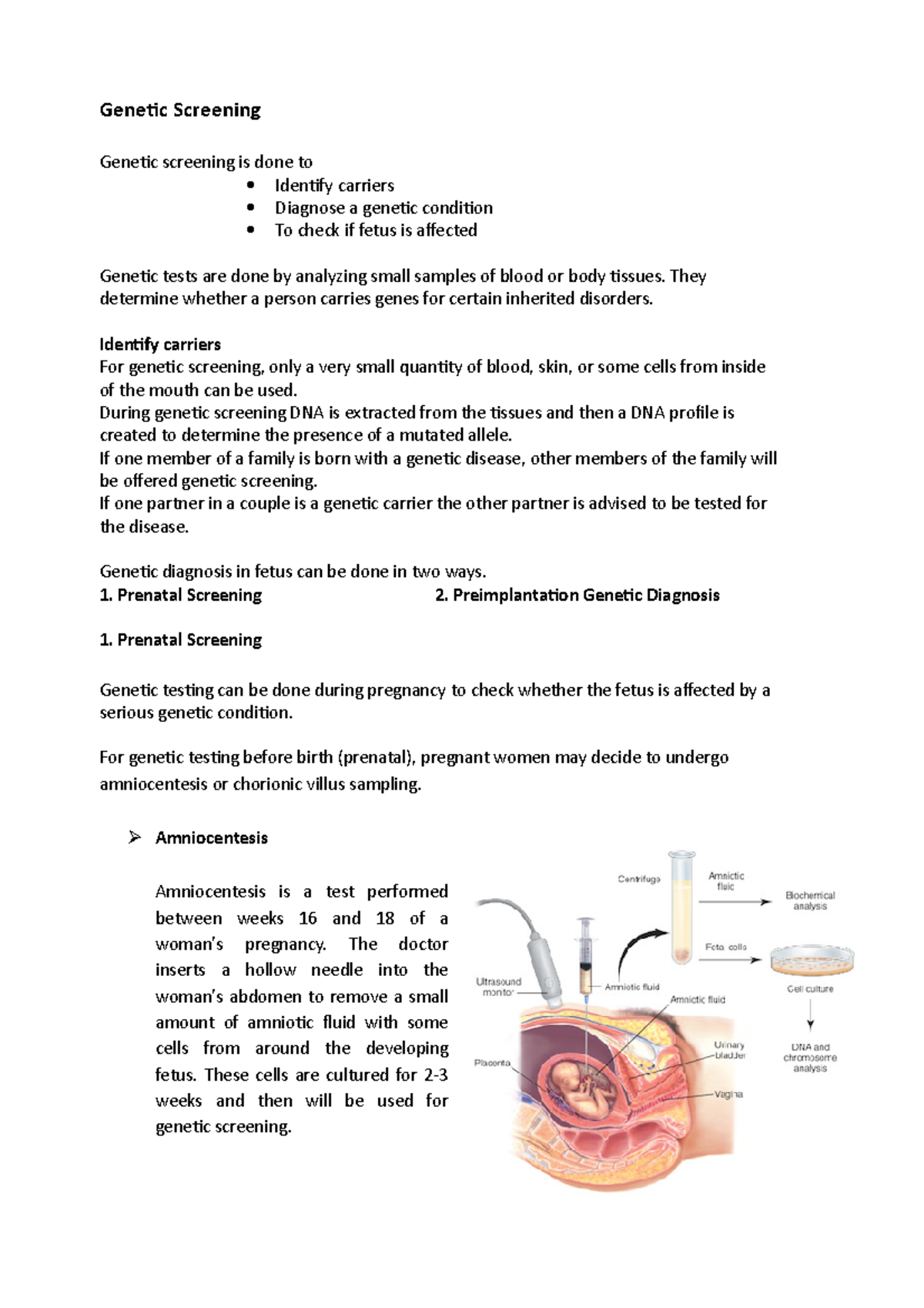 Genetic Screening - Alevel notes biology - Genetic Screening Genetic ...