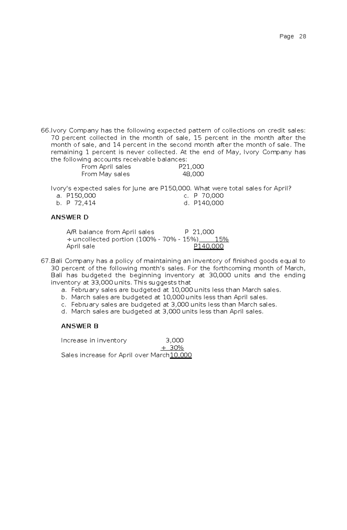 Accounting for Special Transactions Part 10 - Page 28 66 Company has ...