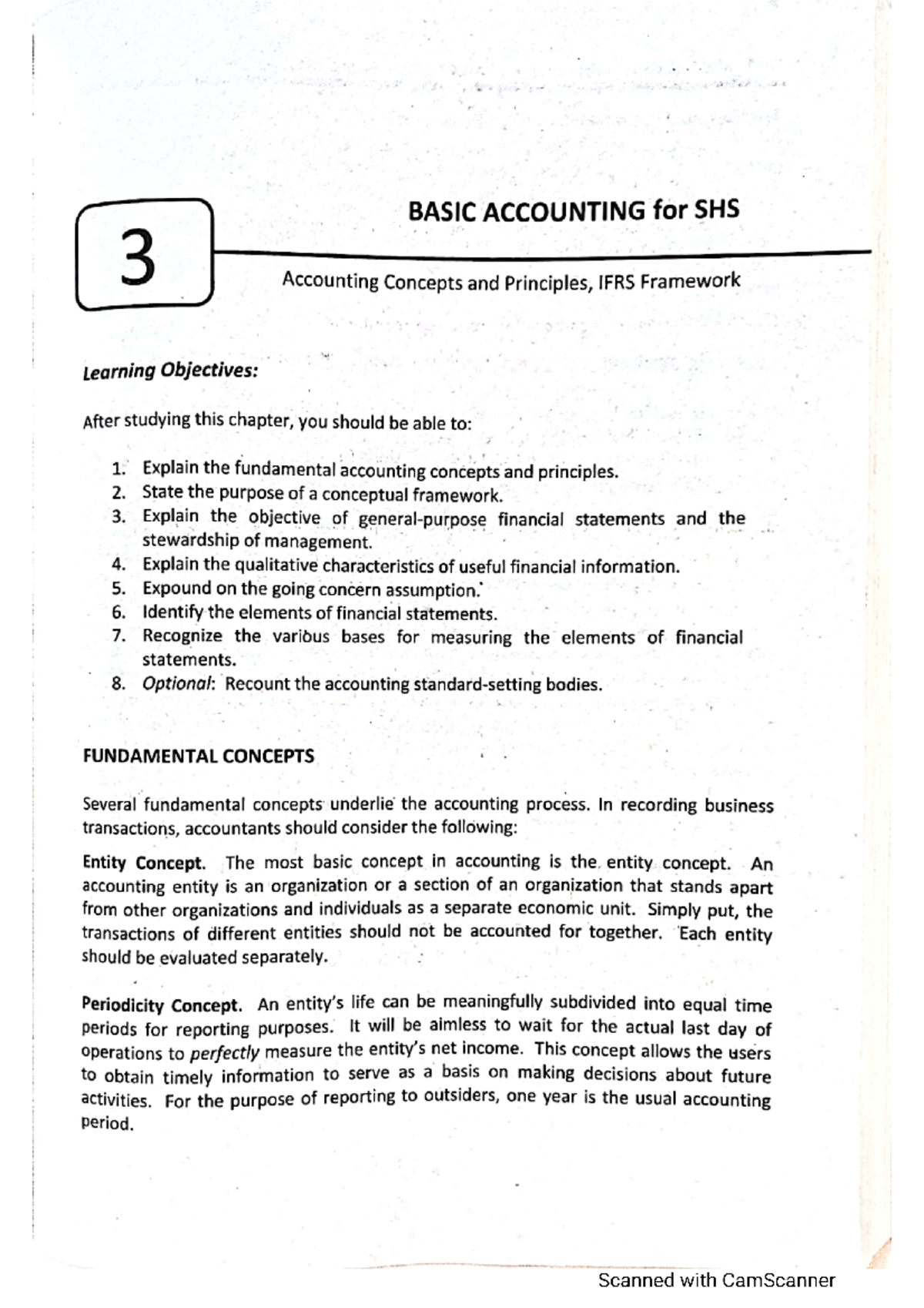 Chapter 3 - Accounting Concepts and Principles, IFRS Framework ...