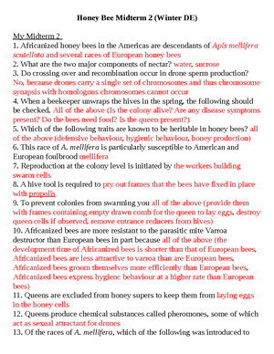 ENVS2210 Notes - Unit 1 - Introduction to Honey Bees and Beekeeping ...