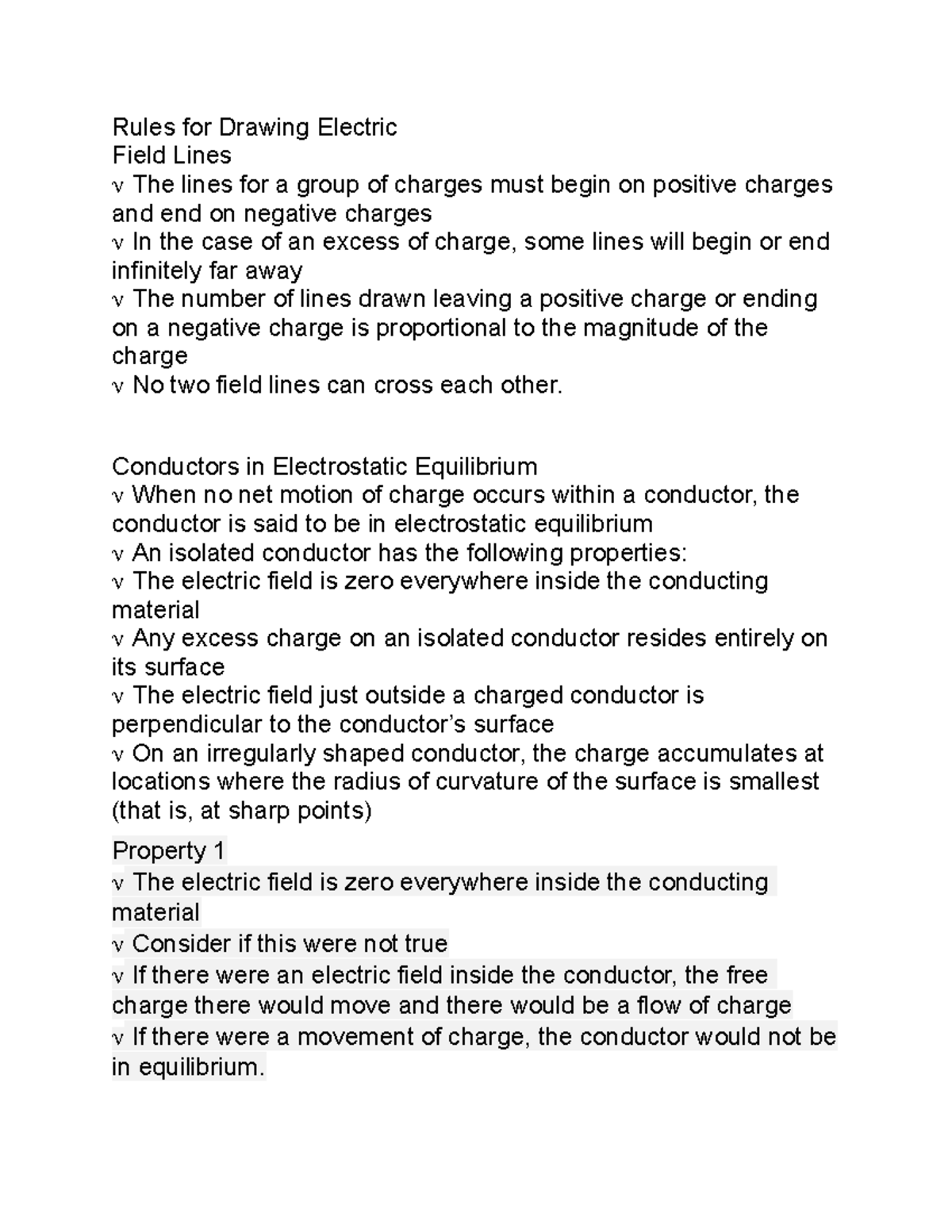 PHYS 6 - Physics notes - Rules for Drawing Electric Field Lines The ...