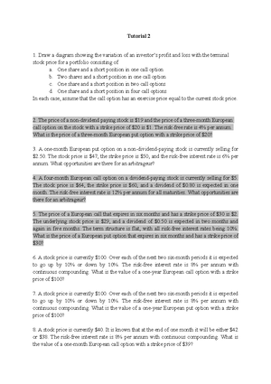 Tutorial 4 - with answers - Tutorial 4 Answers 1. A financial ...