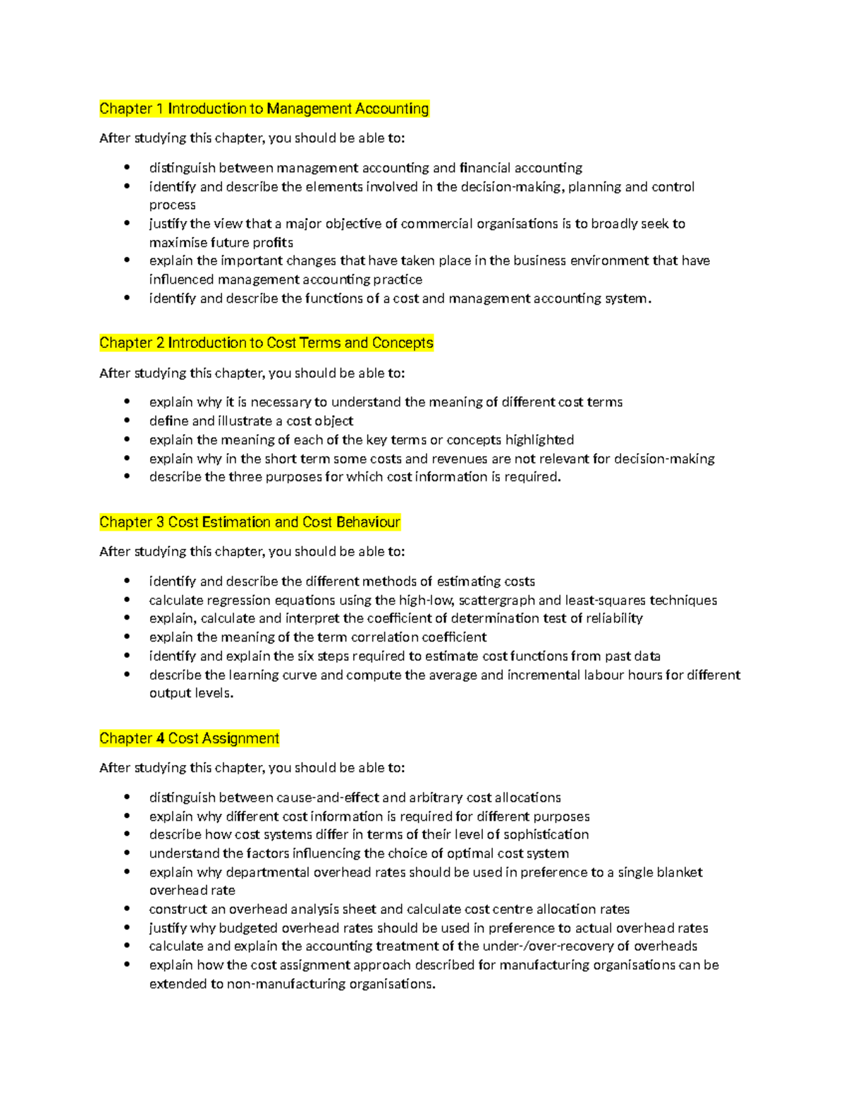 Management accounting topics in Drury Textbook - Chapter 1 Introduction ...