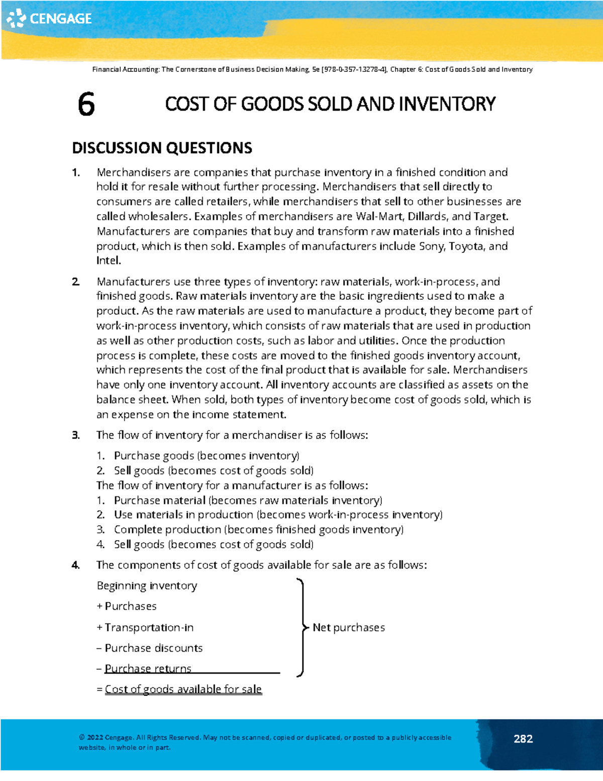 Chapter 6 Solutions - Revised 2022 - 6 COST OF GOODS SOLD AND INVENTORY ...
