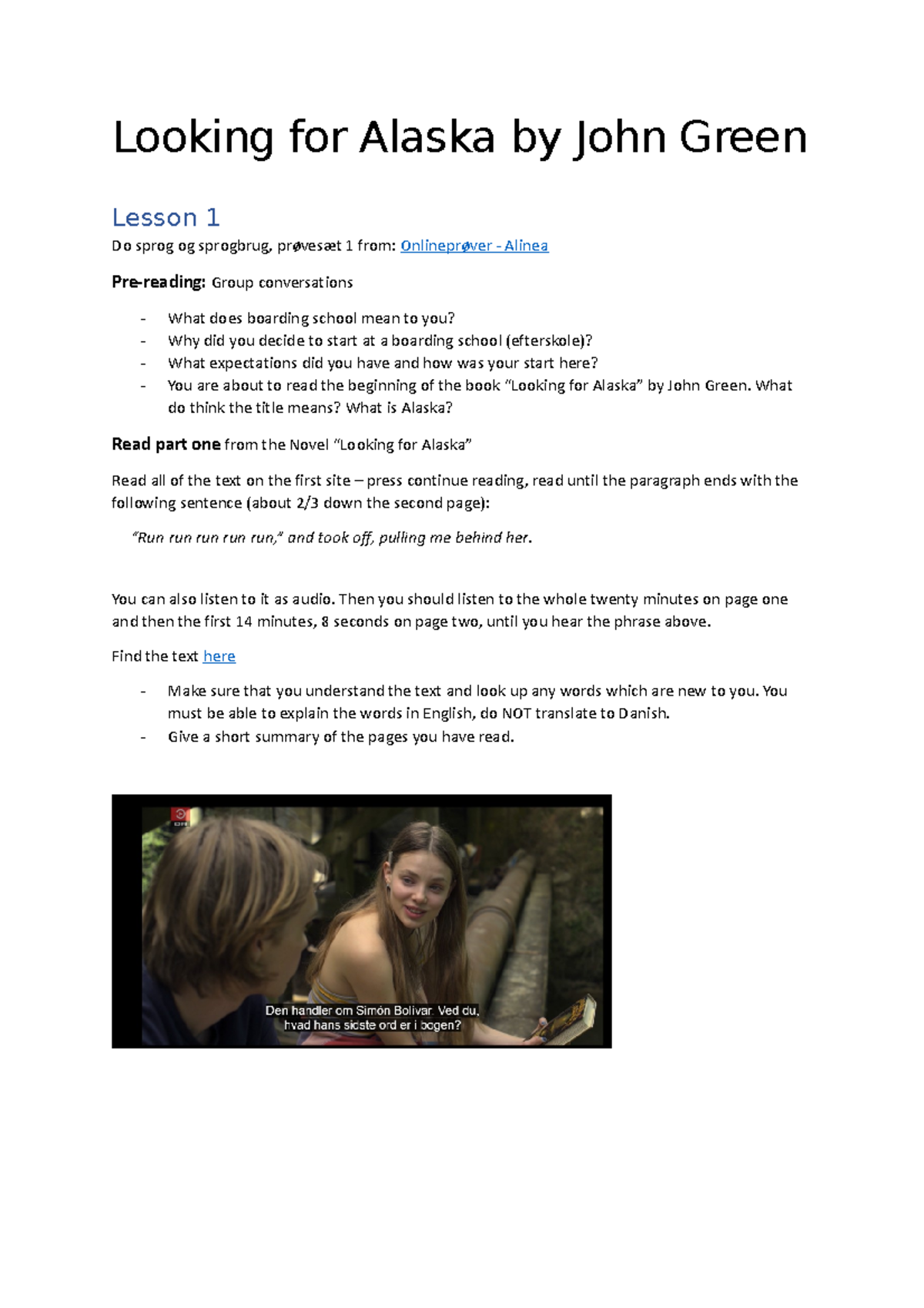 Looking for Alaska foers - Looking for Alaska by John Green Lesson 1 Do ...