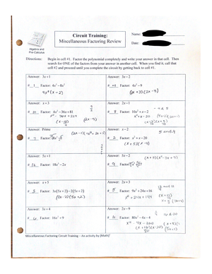 Pre Calculus - Circuit Training - Simple Logarithms - MA 1453 - Studocu